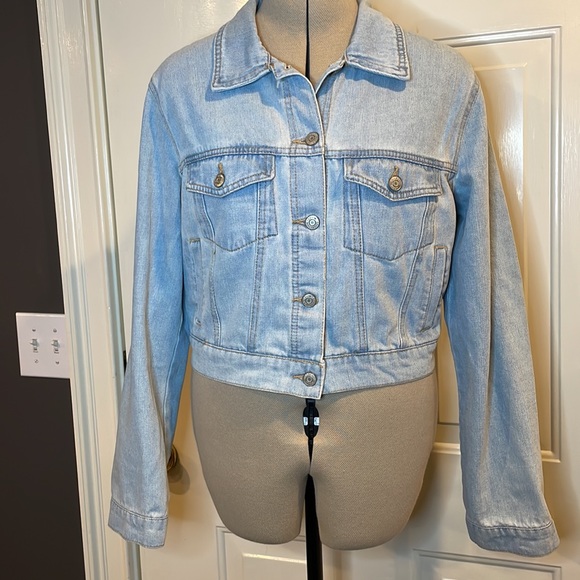 Jackets & Coats | Light Wash Denim Short Jean Jacket Adjustable Waist ...
